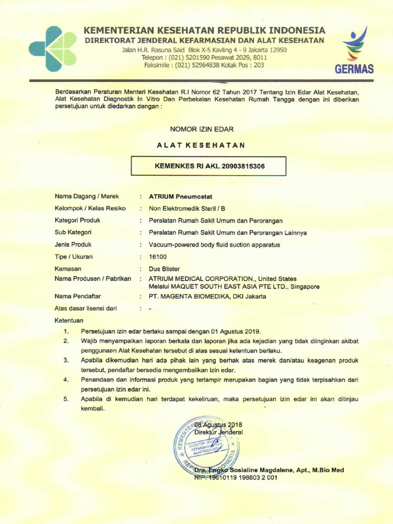 Izin Edar Pneumostat | PDF