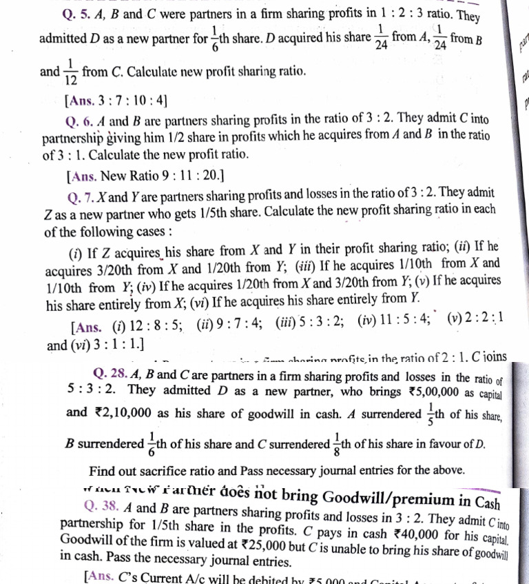 New Profit Sharing Ratios Explained | PDF | Goodwill (Accounting ...