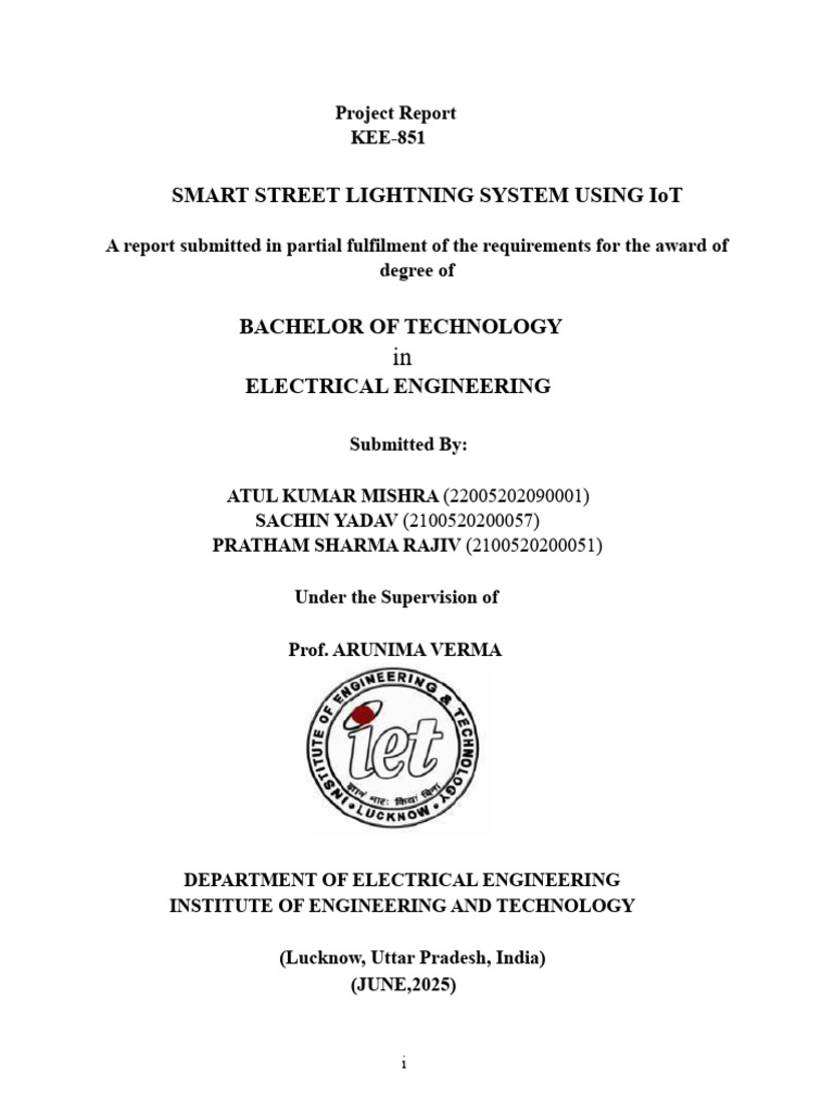 Smart IoT Street Lighting System | PDF | Infrared | Rechargeable Battery
