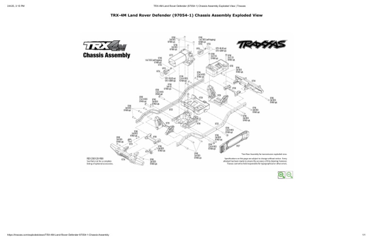 TRX-4M Land Rover Defender (97054-1) Chassis Assembly Exploded View ...