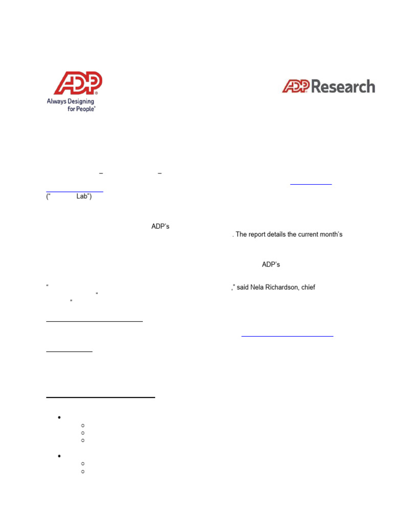 October 2024 ADP Employment Report | PDF | Employment | Economies