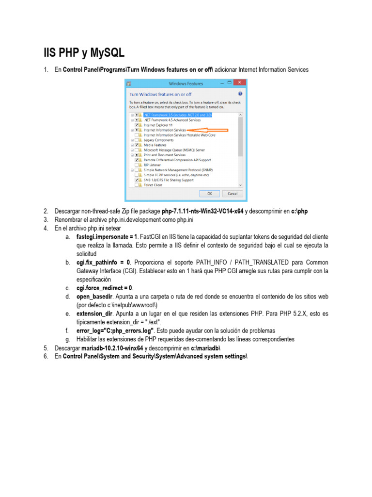 Configurar IIS PHP MySQL | PDF | Php | Mi sql