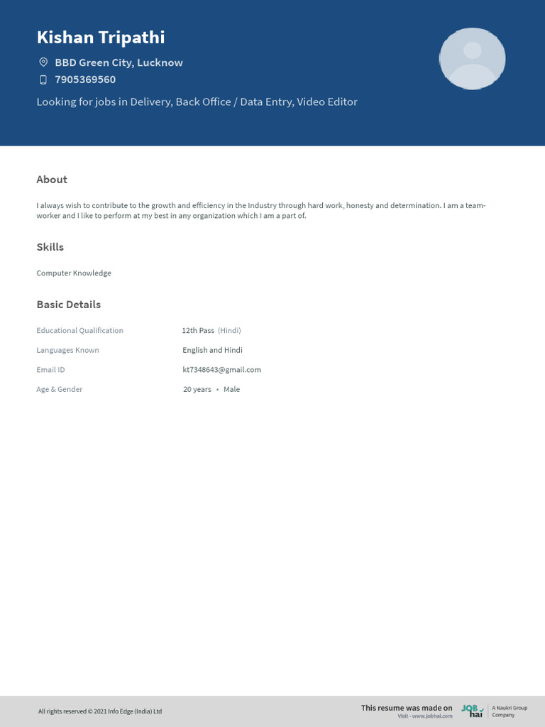 Kishan Tripathi CV | PDF