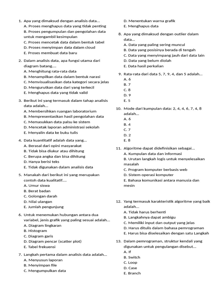 Soal Asat Informatika X | PDF