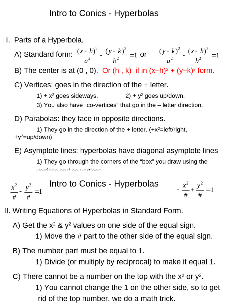5A Notes Intro To Conic Hyperbolas | PDF | Asymptote | Vertex (Graph ...