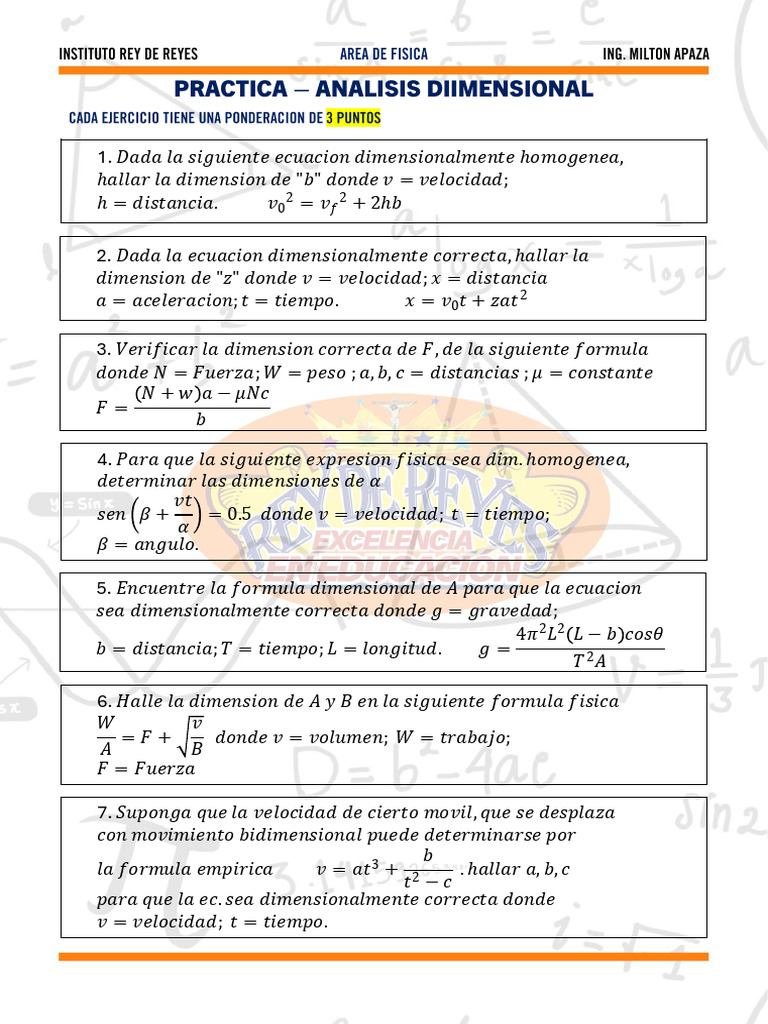 Practica de Fisica Analisis Dimensional | PDF | Teoría del ajedrez ...