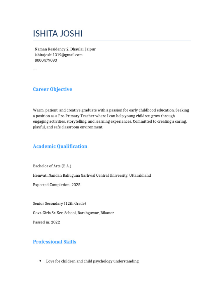 Ishita Joshi CV | PDF