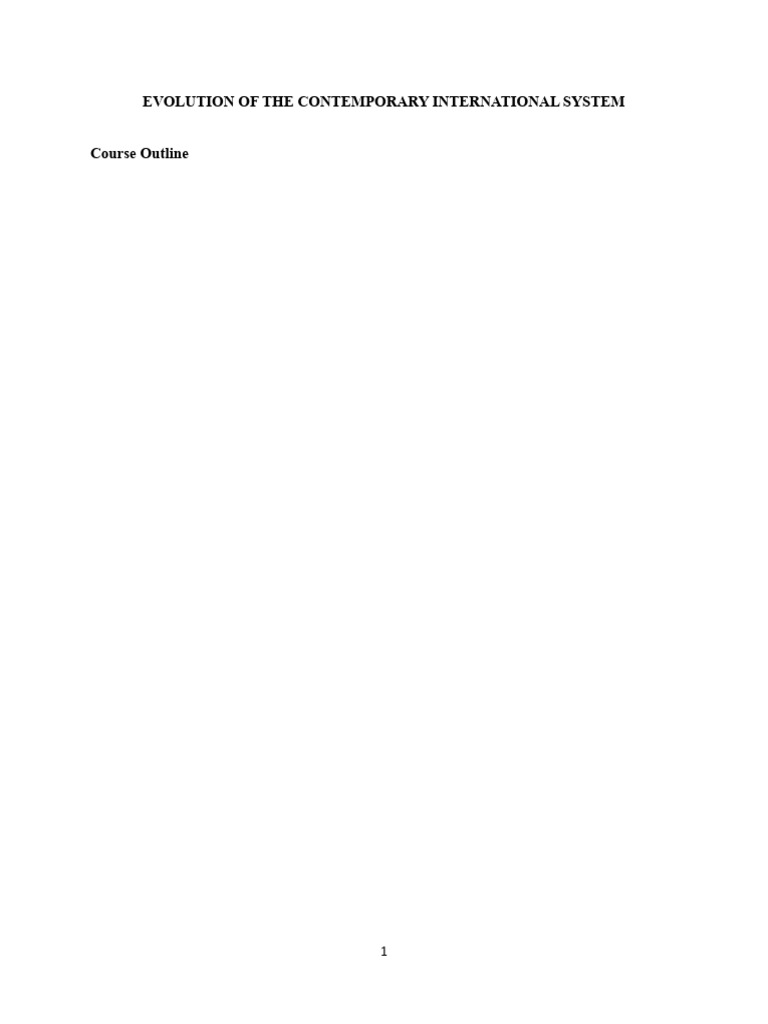 Evolution of The Contemporary International System | PDF ...
