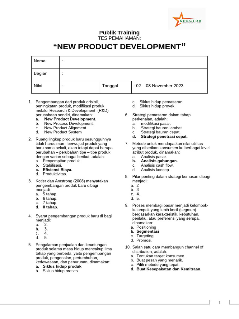 Test - Dasar NPD-0203112023 | PDF
