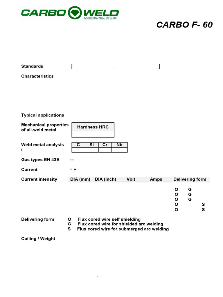CARBO - F 60 e | PDF | Welding | Construction