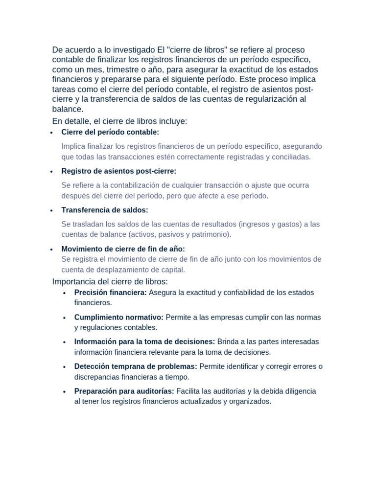 Cierre de Libros: Proceso y Importancia | PDF