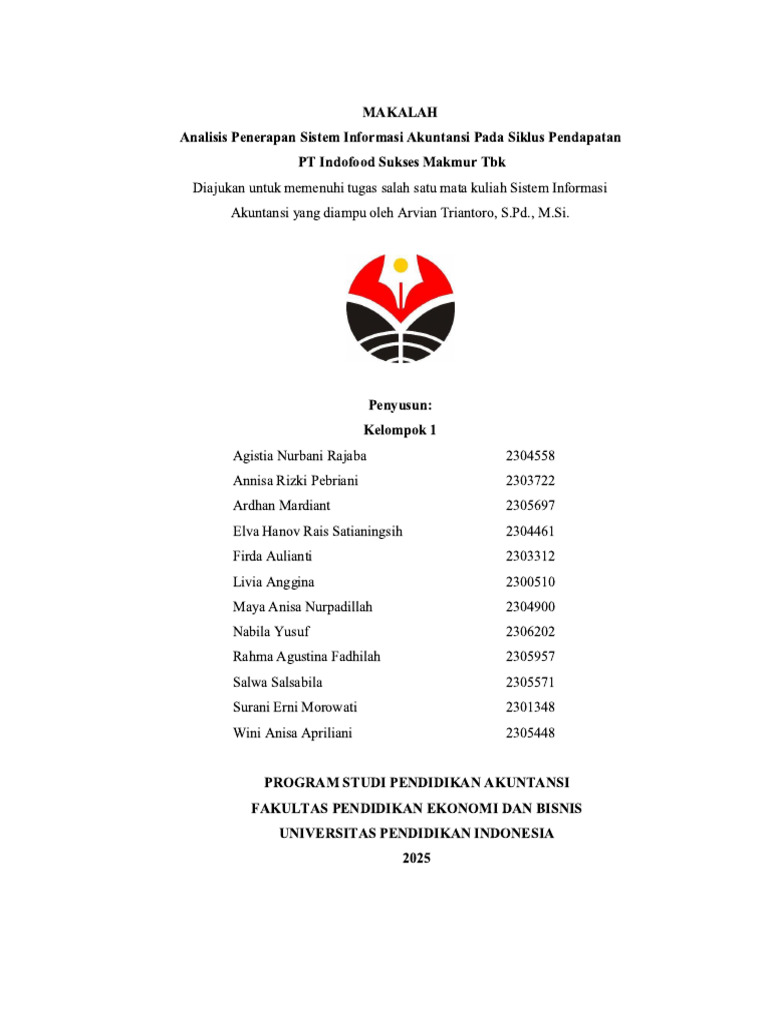 Kel 1 - Makalah Sia - Siklus Pendapatan | PDF