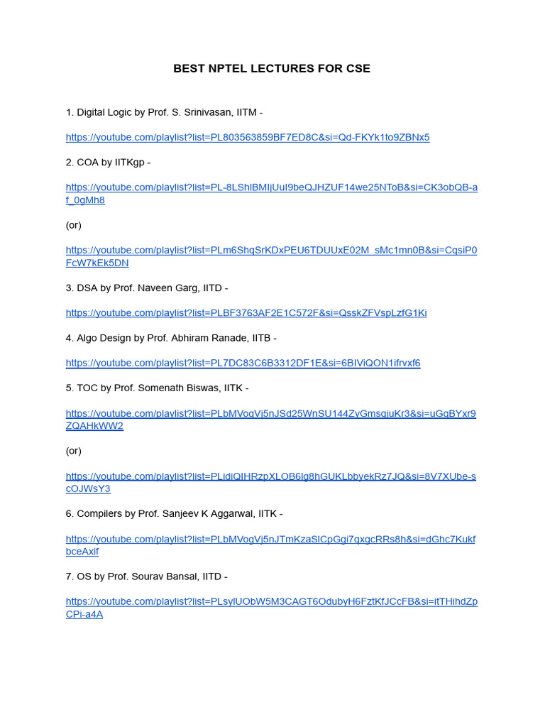 Best Nptel Lectures For Cse | PDF