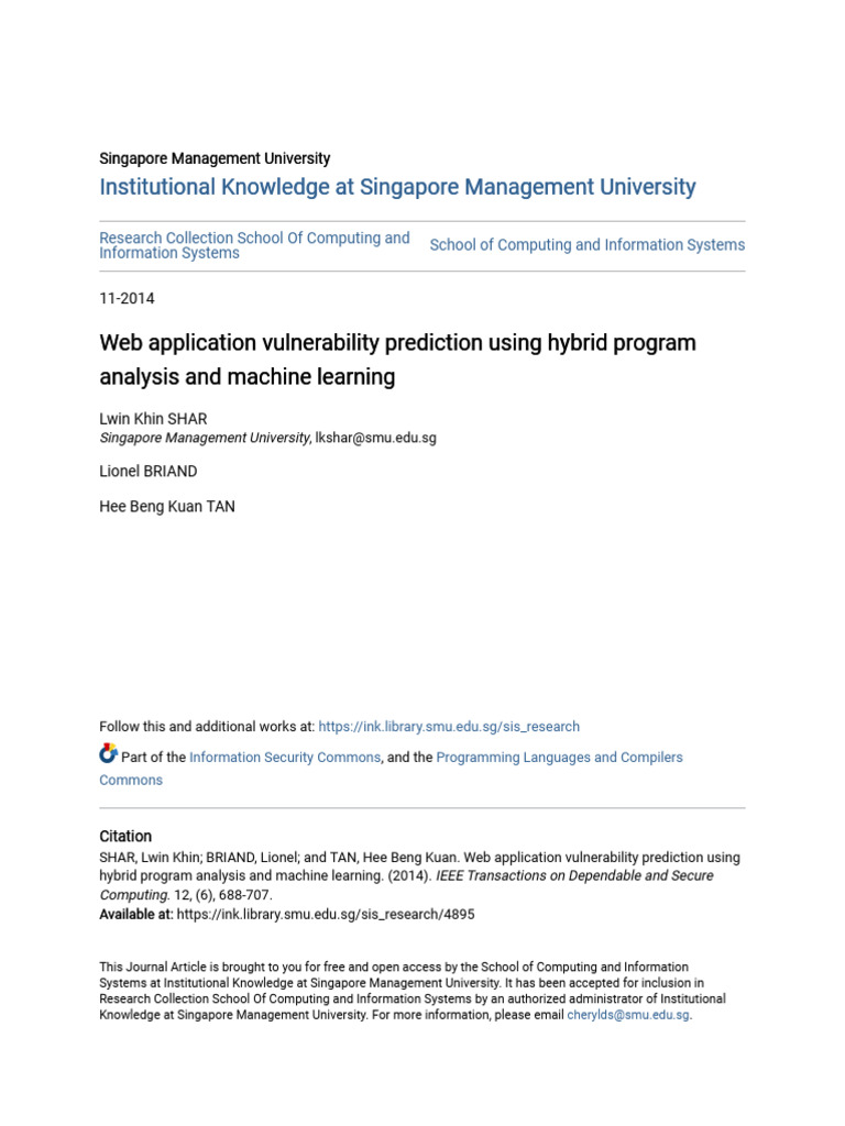 Web App Vulnerability Prediction Using ML | PDF | Php | Computing