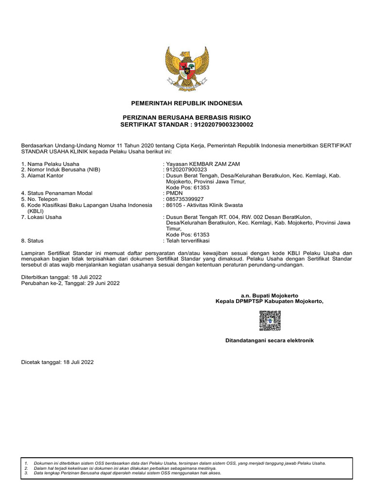 SIO Klinik Zamzam & Kartu Anggota IBI | PDF