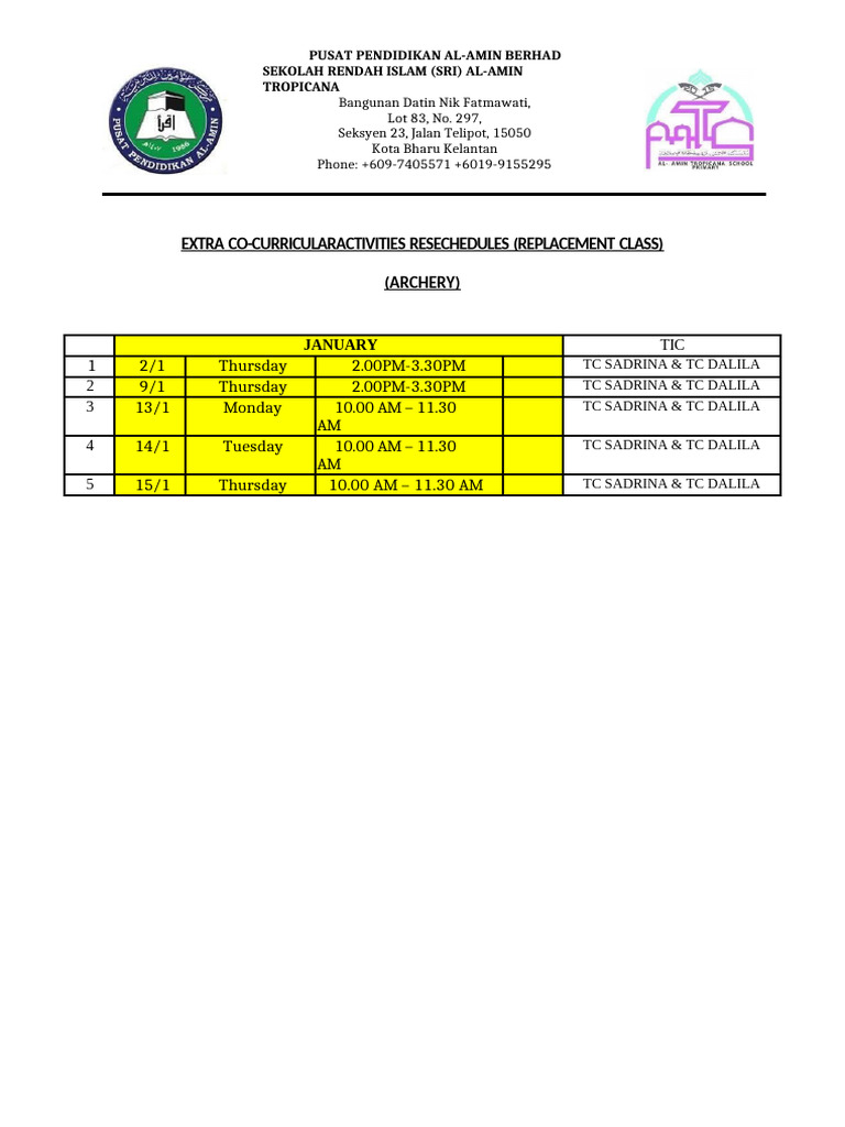 Archery Reschedules (Replacement Class) | PDF