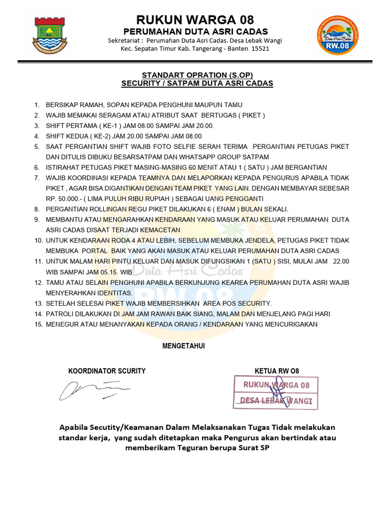 Sop Satpam Dac | PDF