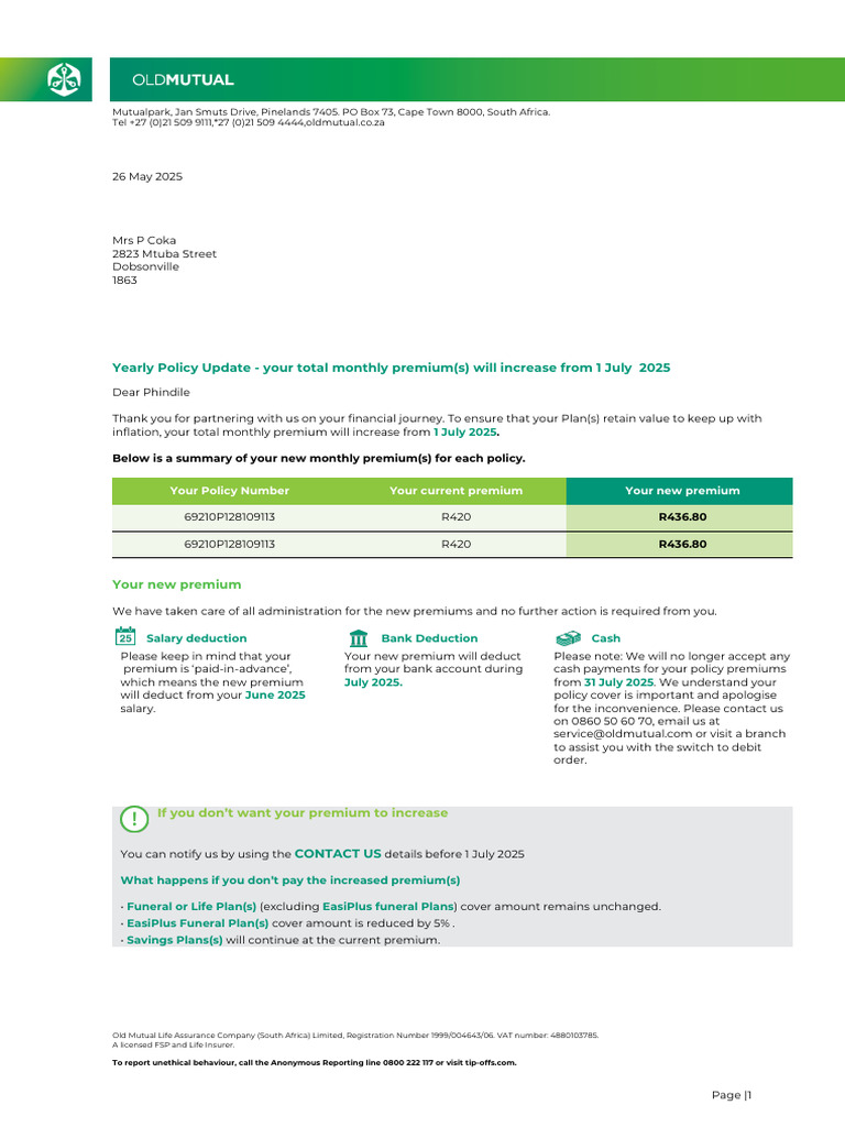Yearly Policy Update | PDF | Insurance | Life Insurance