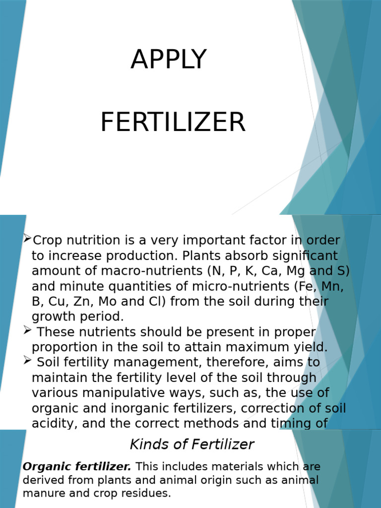 Q3 Apply Fertilizer | PDF | Fertilizer | Soil