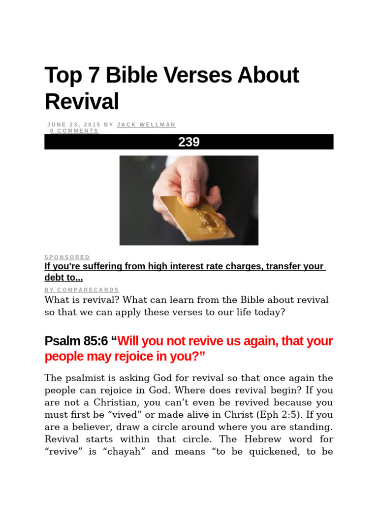 Top 7 Bible Verses About Revival | PDF | Sin | Jesus