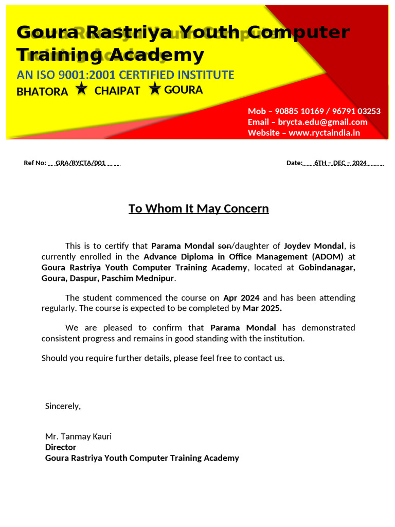 Pursuing Letter of Parama | PDF