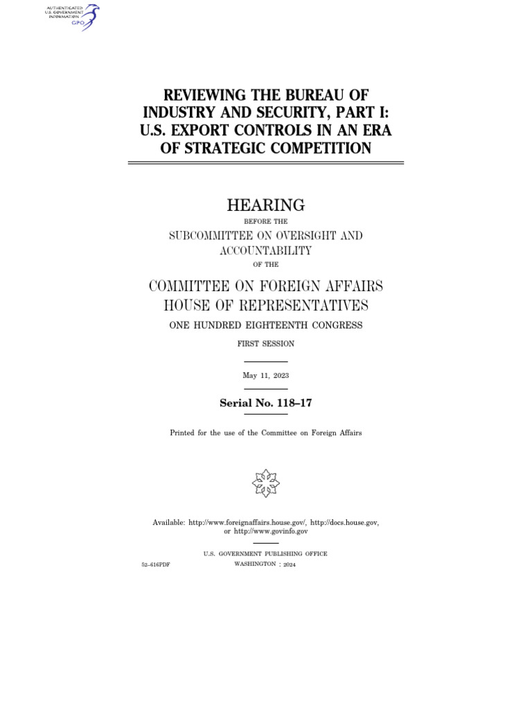 2023 Reviewing Bis Export Control in An Era of Strategic Competition ...