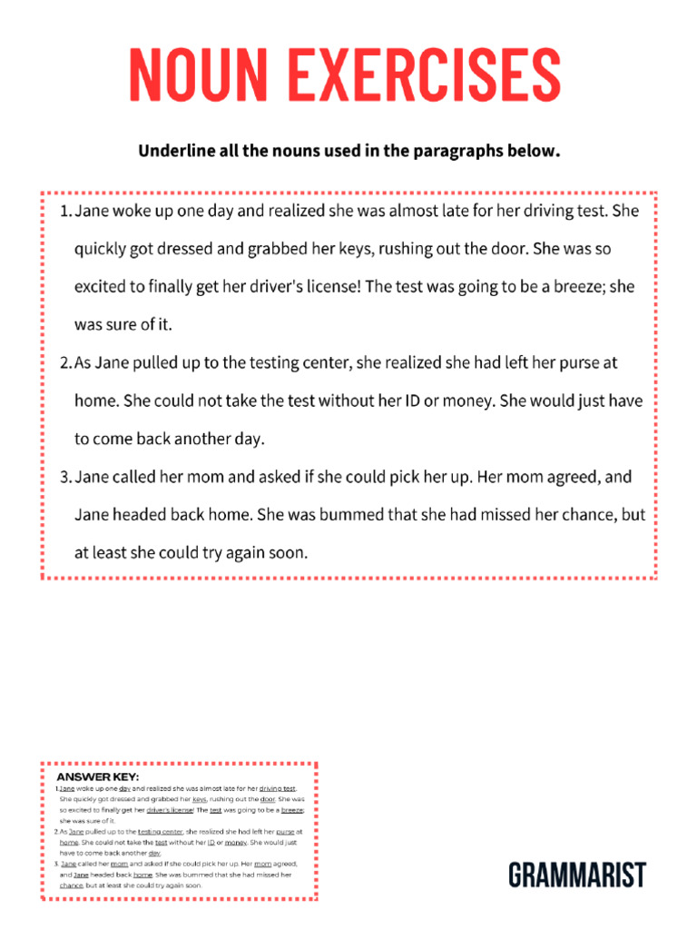 Noun Exercises 8.5 X 11 in | PDF