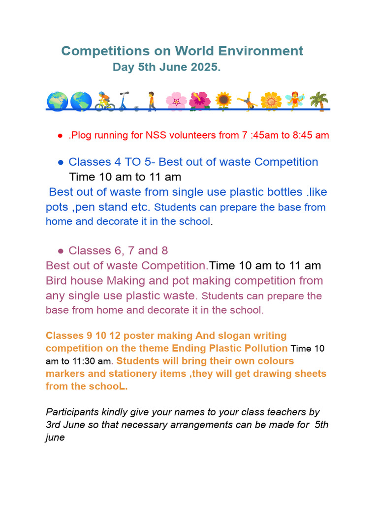 Competitions On World Environment | PDF