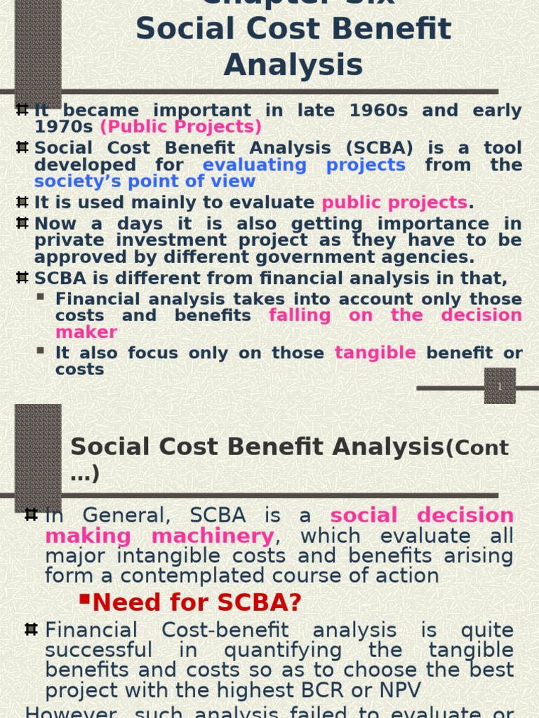 Social Cost Benefit Analysis Overview | PDF | Externality | Cost ...