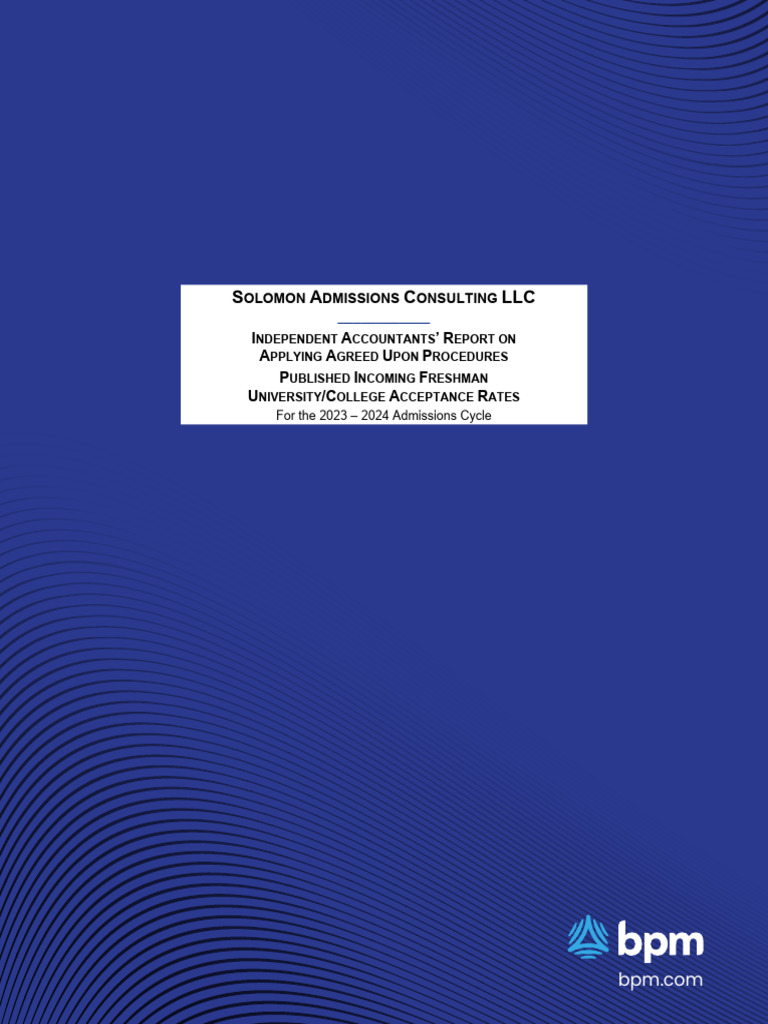 Solomon Admissions Consulting LLC 2024 Issued Agreed Upon Procedures ...