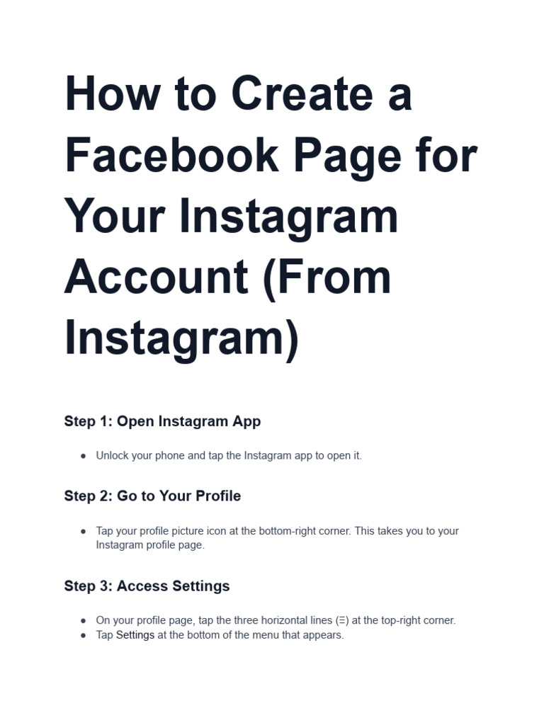 How To Create A Facebook Page For Your Instagram Account (From ...