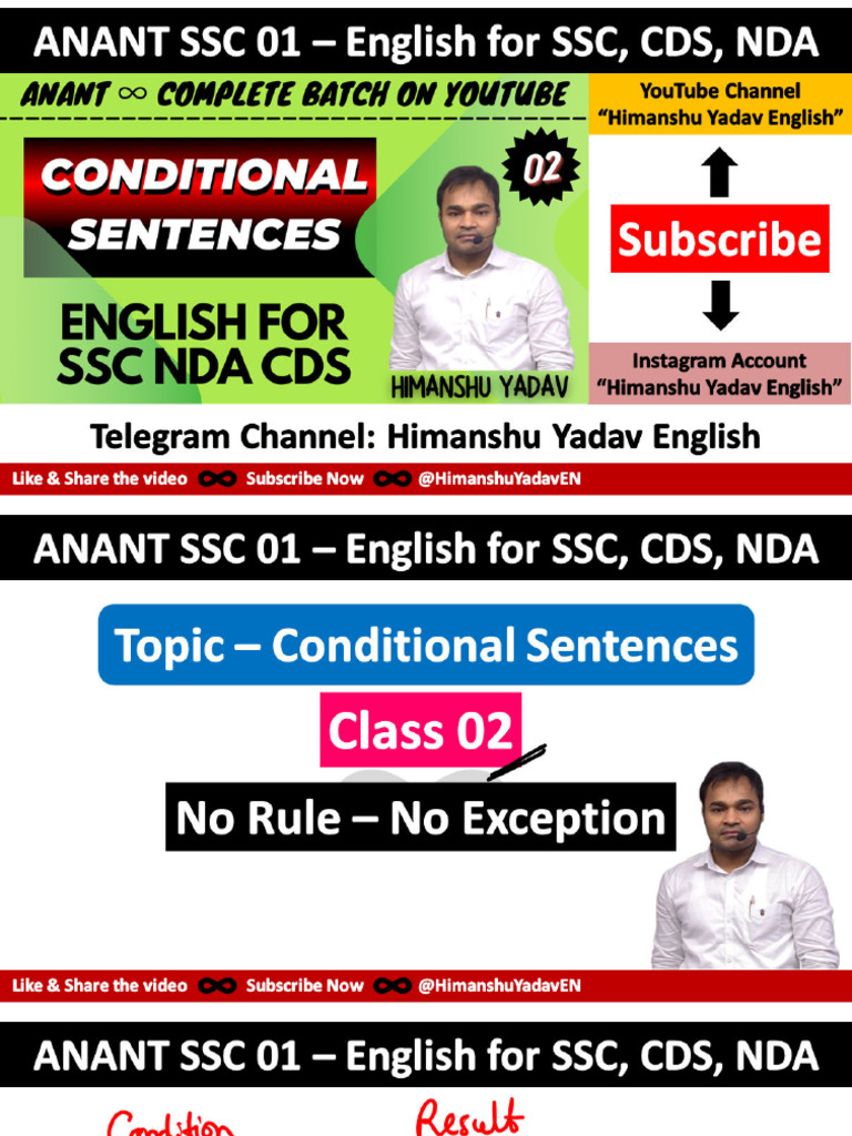Conditional Sentences Class 02 Class PPT Anant Batch For SSC NDA | PDF