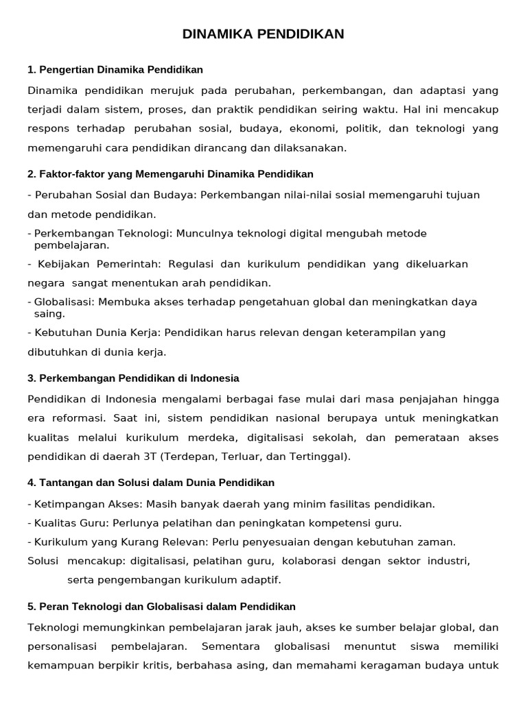 Dinamika Pendidikan Dengan Referensi | PDF