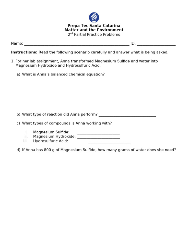 2nd Partial Sample Problems | PDF | Chemical Reactions | Iron