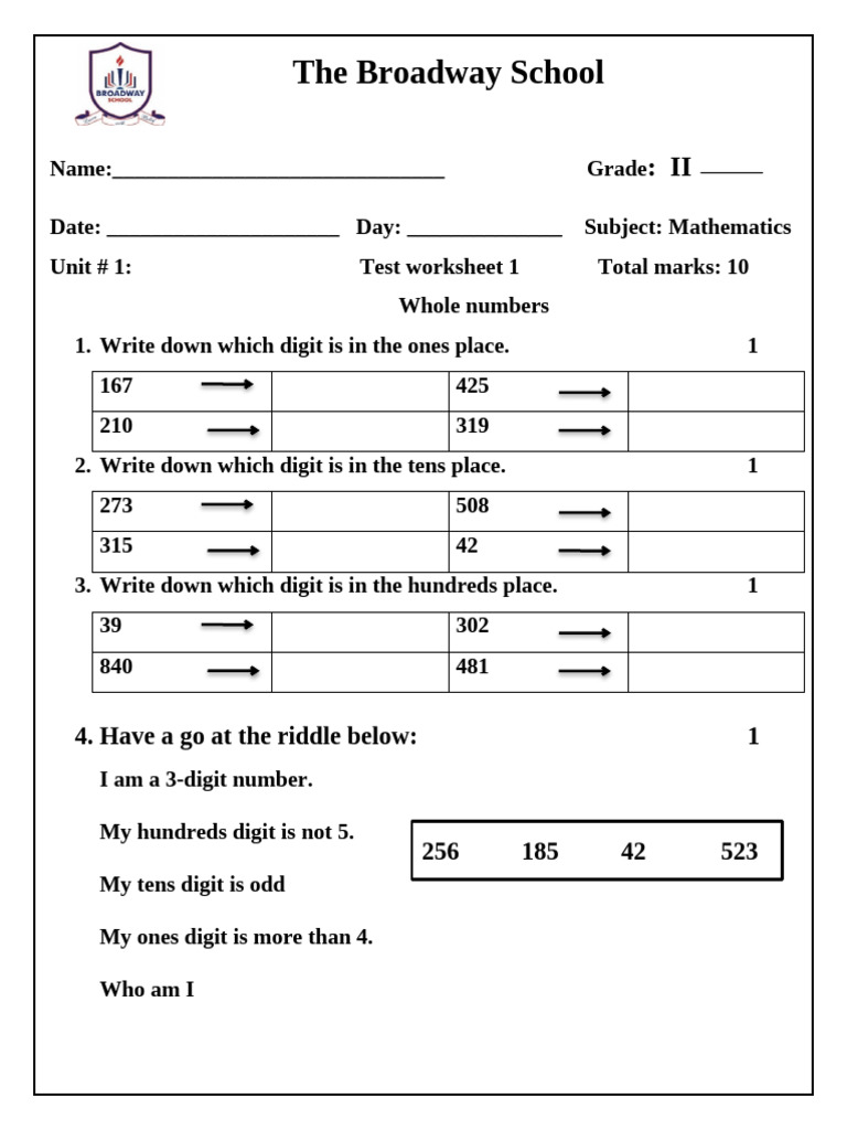 Grade 2 Mathematics Test Worksheets | PDF | Multiplication | Arithmetic