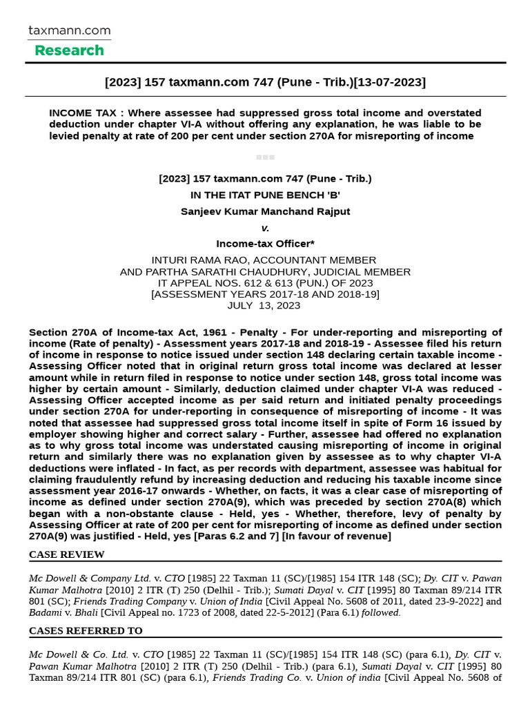 2024 09 12T13 16 2023 157 Taxmann Com 747 Pune Trib 13 07 2023 Sanjeev ...