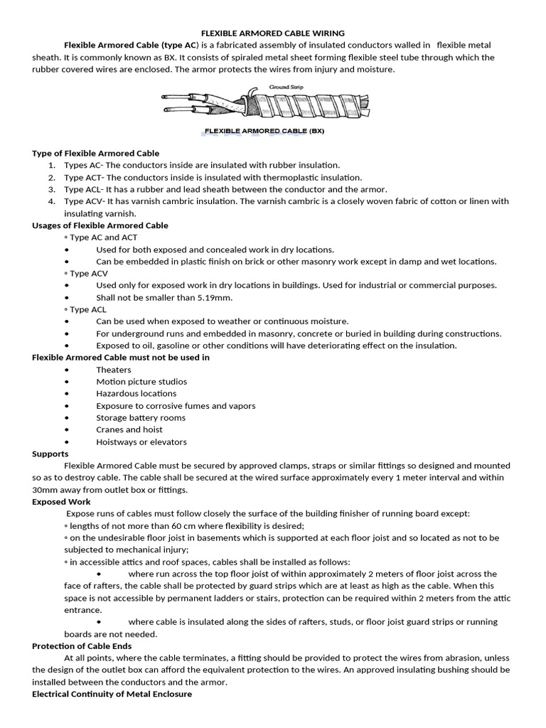 Flexible Armored Cable Wiring 2 | PDF | Electrical Wiring | Building ...