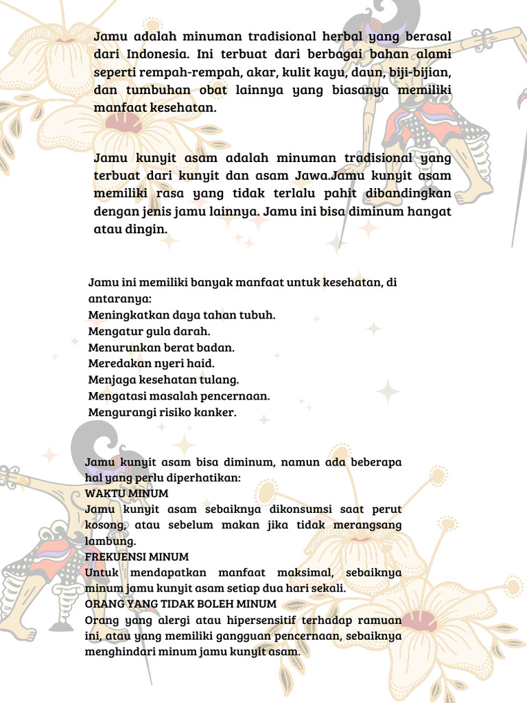 Jamu Adalah Minuman Tradisional Herbal Yang Berasal Dari Indonesia. Ini ...