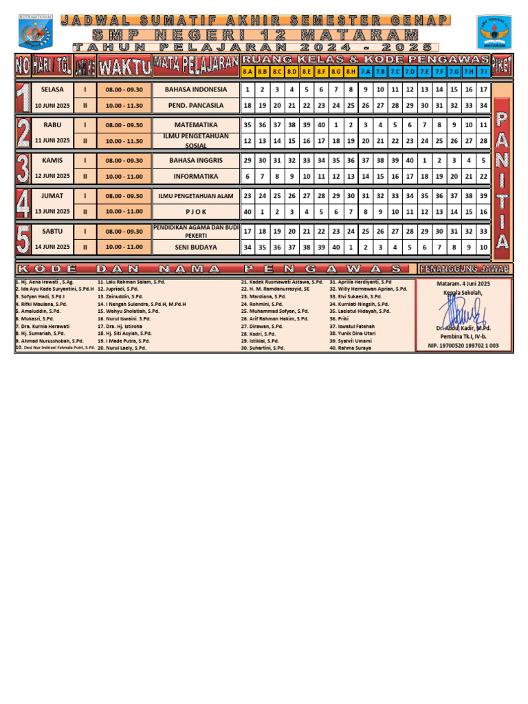 Jadwal Pas Genap 2024-2025 | PDF