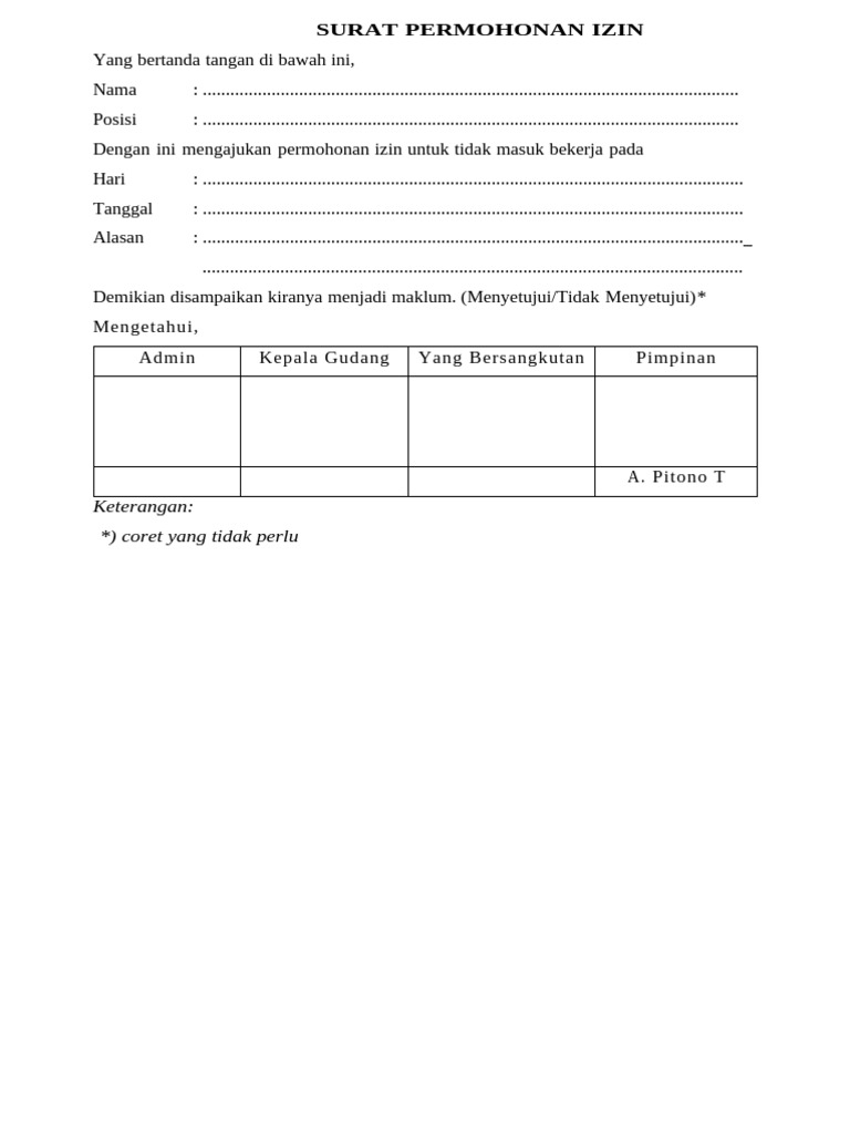 SURAT PERMOHONAN IZIN | PDF