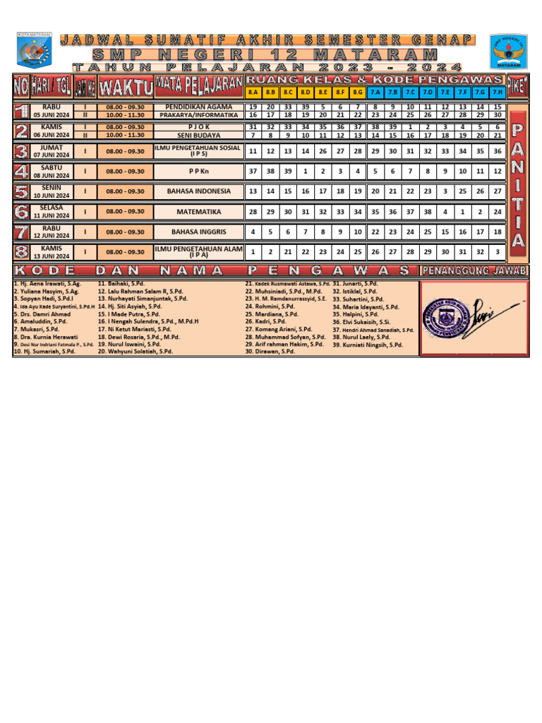 Jadwal Pas Genap 2023-2024 Photo | PDF