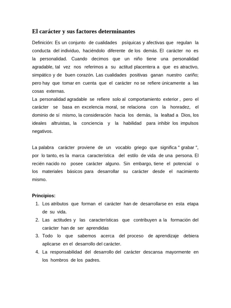 Factores Clave en el Desarrollo del Carácter | PDF | Moralidad | Sicología