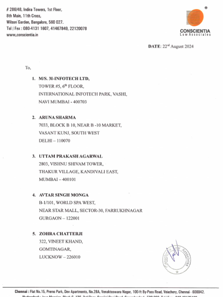 3I-Infotech - Legal Notice | PDF