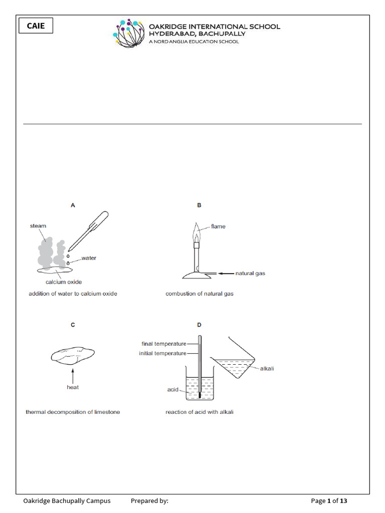Grade 9 Ws Chemical Energetics | PDF | Chemical Reactions | Hydrogen