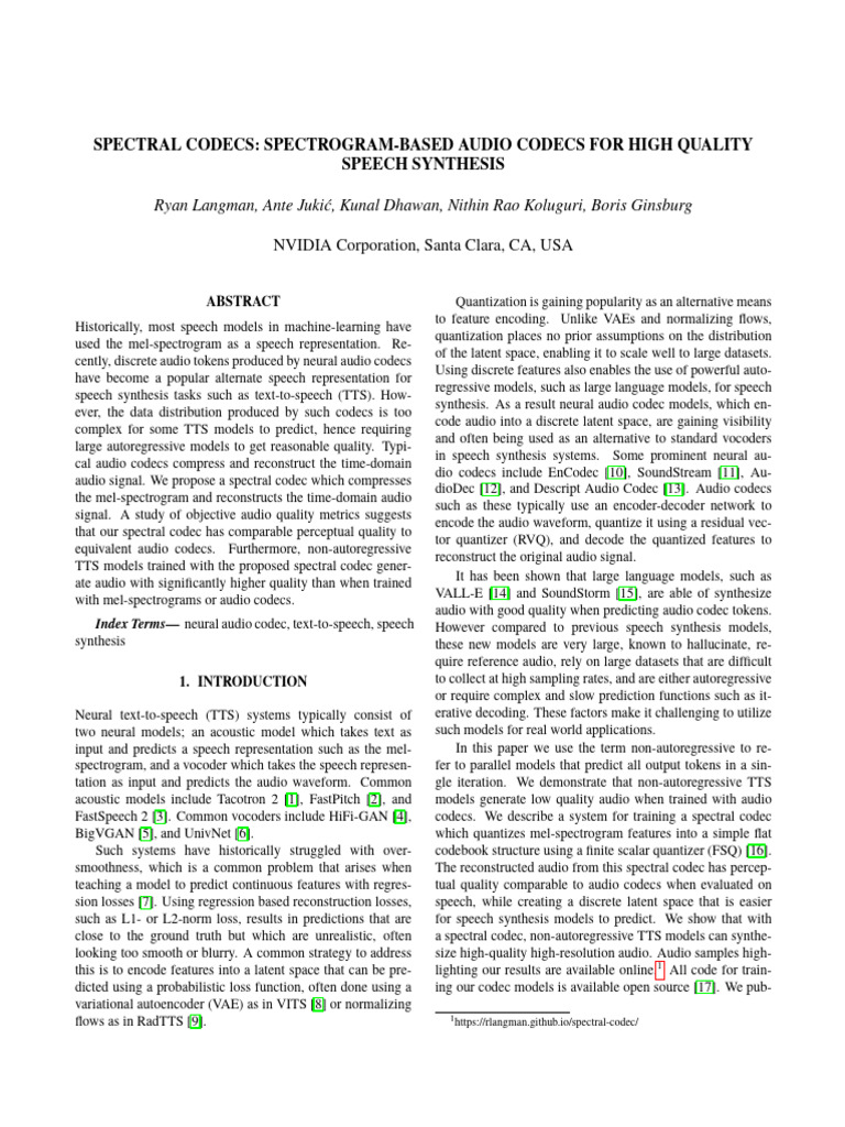NVIDIA NeMo Audio Codec 44khz | PDF | Speech Synthesis | Codec