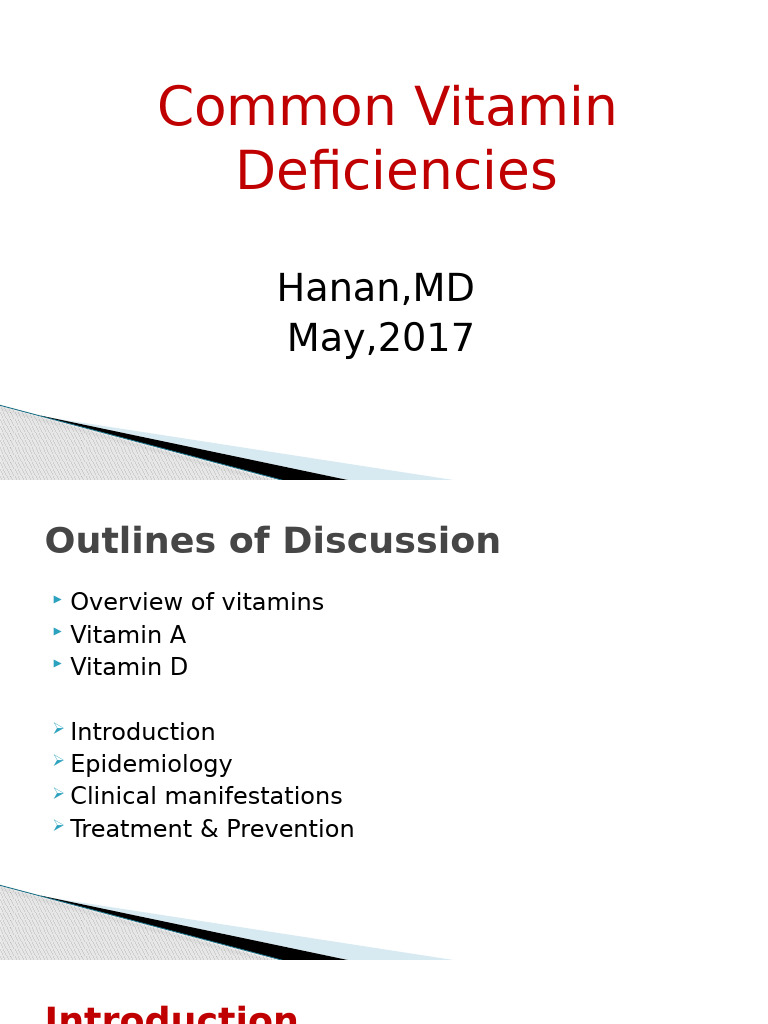 Common Vitamin Deficiencies | PDF | Vitamin A | Calcium