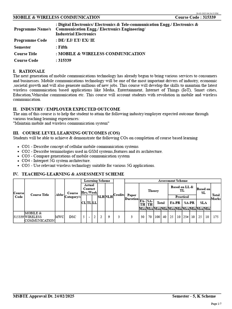 315339-Mobile & Wireless Communication | PDF | Cellular Network | Mobile Phones