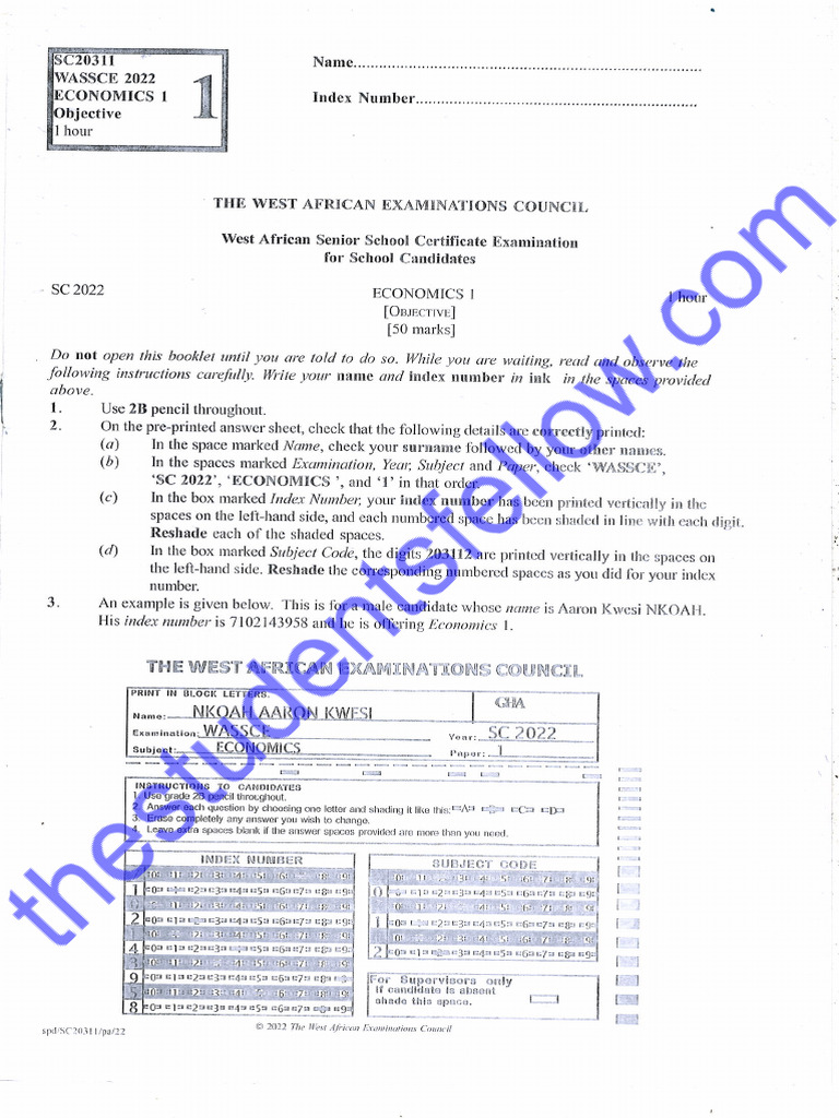 WASSCE Economics Past Questions 2022 | PDF