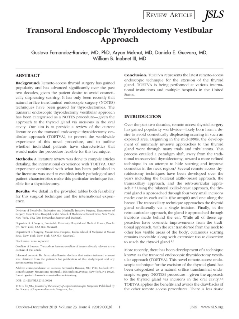 Transoral Endoscopic Thyroidectomy | PDF | Surgery | Larynx
