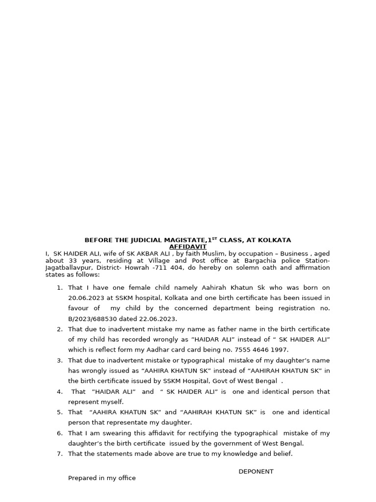 Affidavt Sk Haider Ali | PDF